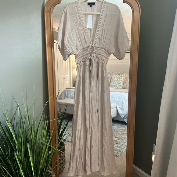 Aakaa | Dresses | Aakaa Cream Maxi Dress With Lace Detail | Poshmark